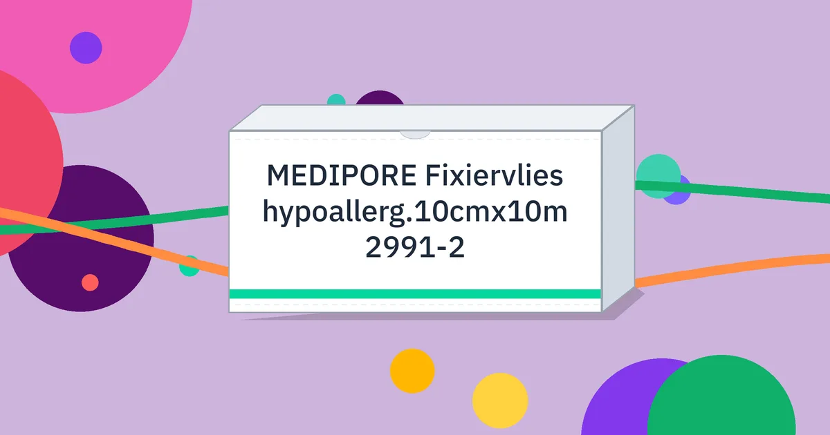 Symbolbild: Packung mit der Aufschrift MEDIPORE Fixiervlies hypoallerg.10cmx10m 2991-2 (PZN 07148668) – Verfügbarkeit und Bezug in Apotheken in Frankfurt am Main