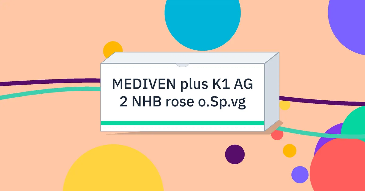 Symbolbild: Packung mit der Aufschrift MEDIVEN plus K1 AG 2 NHB rose o.Sp.vg (PZN 15921579) – Verfügbarkeit und Bezug in Apotheken in Frankfurt am Main