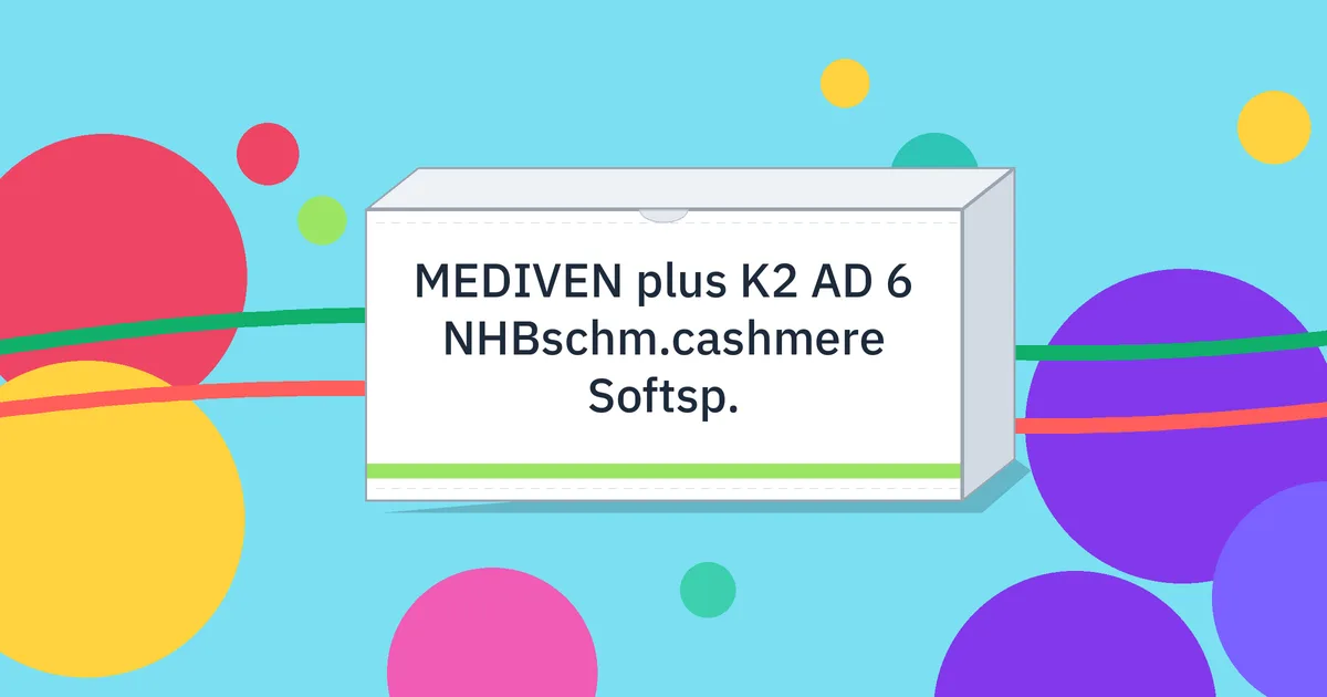Symbolbild: Packung mit der Aufschrift MEDIVEN plus K2 AD 6 NHBschm.cashmere Softsp. (PZN 15938226) – Verfügbarkeit und Bezug in Apotheken in Frankfurt am Main