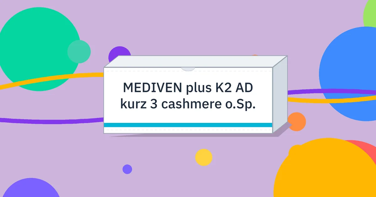 Symbolbild: Packung mit der Aufschrift MEDIVEN plus K2 AD kurz 3 cashmere o.Sp. (PZN 15096767) – Verfügbarkeit und Bezug in Apotheken in Frankfurt am Main