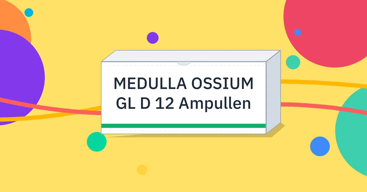 Symbolbild: Packung mit der Aufschrift MEDULLA OSSIUM GL D 12 Ampullen (PZN 03356186) – Verfügbarkeit und Bezug in Apotheken in Frankfurt am Main