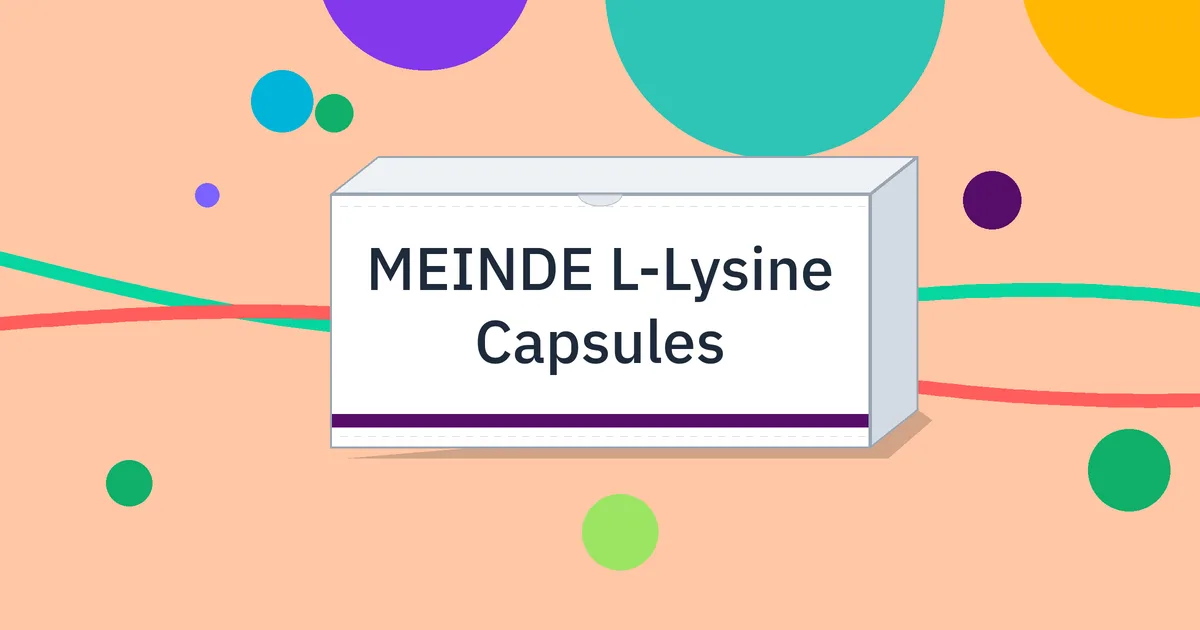 Symbolbild: Packung mit der Aufschrift MEINDE L-Lysine Capsules (PZN 20104486) – Verfügbarkeit und Bezug in Apotheken in Frankfurt am Main