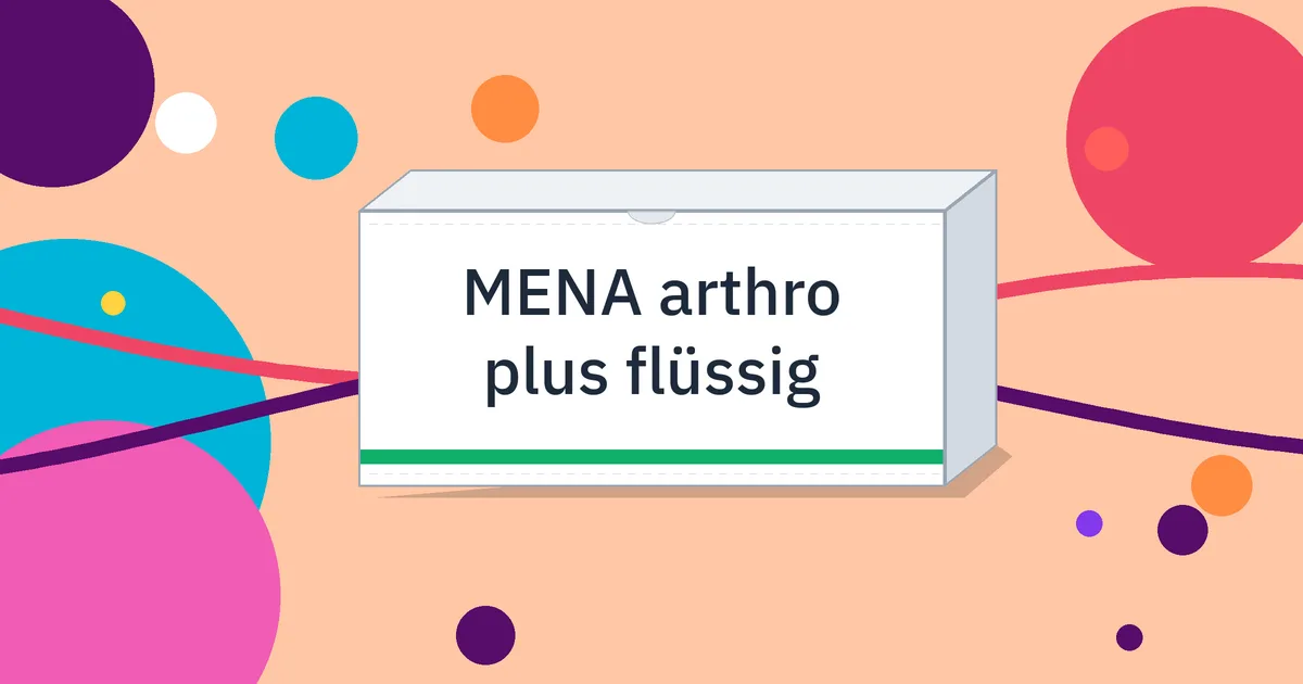 Symbolbild: Packung mit der Aufschrift MENA arthro plus flüssig (PZN 10270290) – Verfügbarkeit und Bezug in Apotheken in Frankfurt am Main