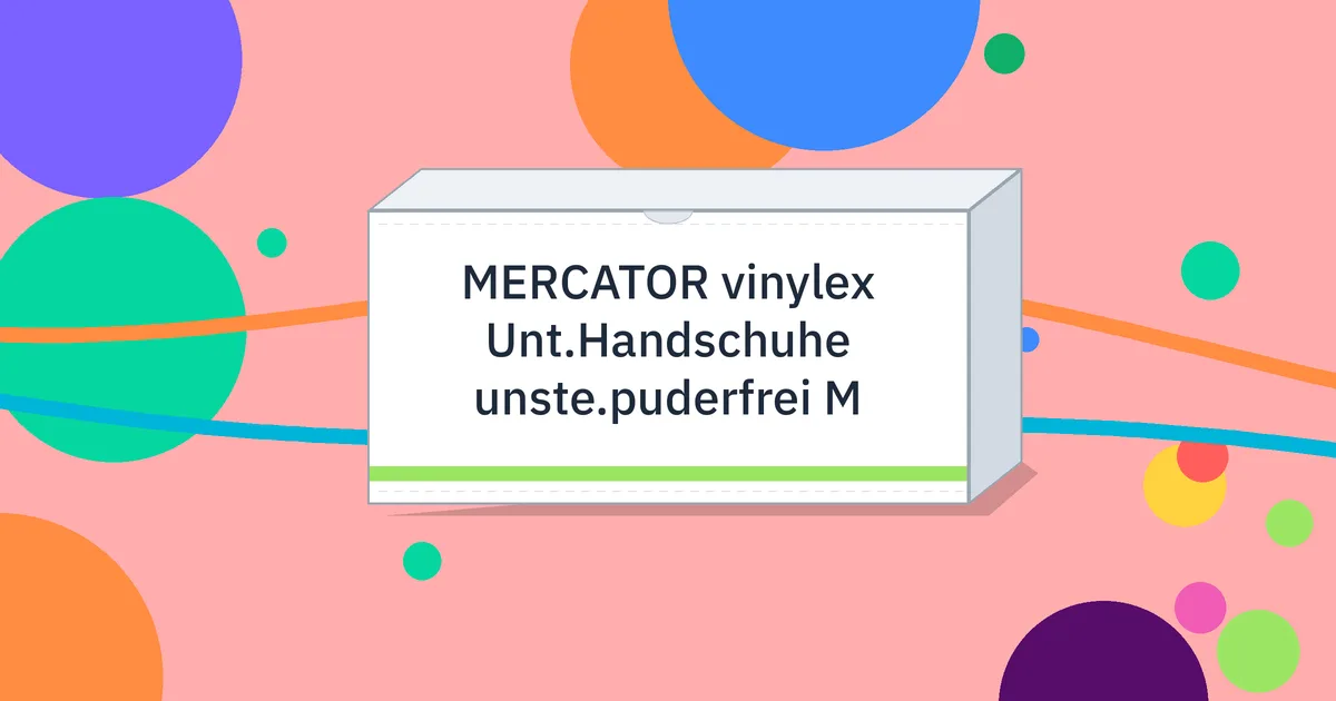 Symbolbild: Packung mit der Aufschrift MERCATOR vinylex Unt.Handschuhe unste.puderfrei M (PZN 19208364) – Verfügbarkeit und Bezug in Apotheken in Frankfurt am Main