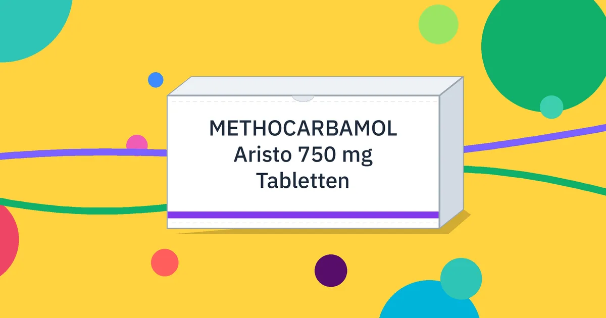 Symbolbild: Packung mit der Aufschrift METHOCARBAMOL Aristo 750 mg Tabletten (PZN 15629666) – Verfügbarkeit und Bezug in Apotheken in Frankfurt am Main