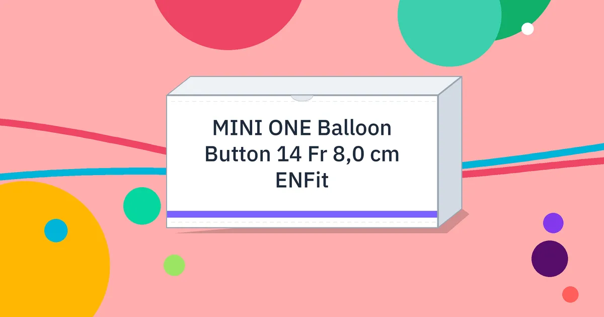 Symbolbild: Packung mit der Aufschrift MINI ONE Balloon Button 14 Fr 8,0 cm ENFit (PZN 16240060) – Verfügbarkeit und Bezug in Apotheken in Frankfurt am Main