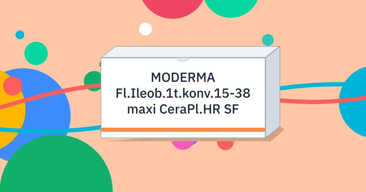 Symbolbild: Packung mit der Aufschrift MODERMA Fl.Ileob.1t.konv.15-38 maxi CeraPl.HR SF (PZN 12417225) – Verfügbarkeit und Bezug in Apotheken in Frankfurt am Main