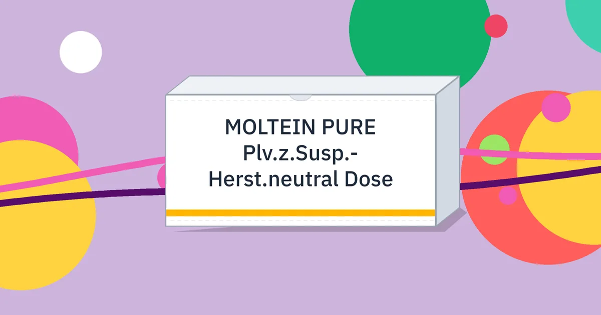 Symbolbild: Packung mit der Aufschrift MOLTEIN PURE Plv.z.Susp.-Herst.neutral Dose (PZN 19440374) – Verfügbarkeit und Bezug in Apotheken in Frankfurt am Main
