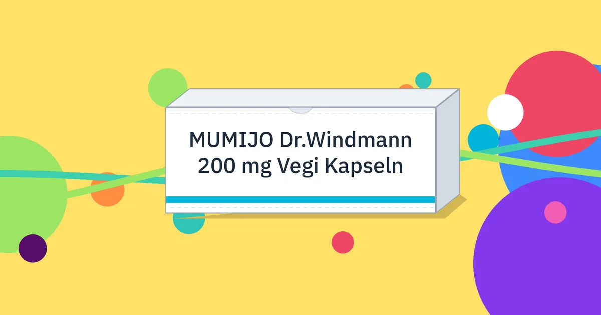 Symbolbild: Packung mit der Aufschrift MUMIJO Dr.Windmann 200 mg Vegi Kapseln (PZN 03070018) – Verfügbarkeit und Bezug in Apotheken in Frankfurt am Main