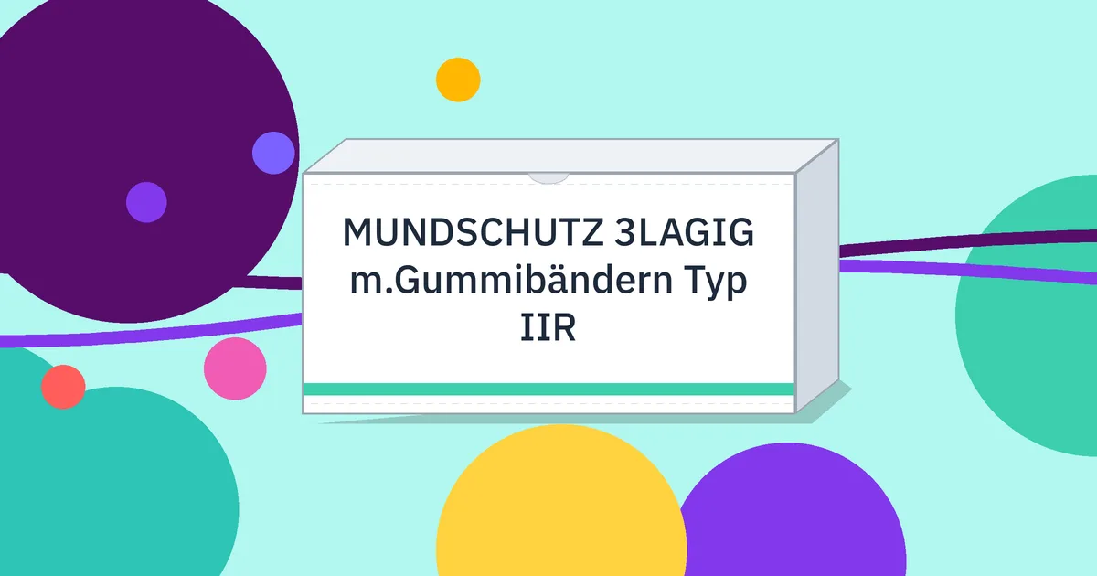 Symbolbild: Packung mit der Aufschrift MUNDSCHUTZ 3LAGIG m.Gummibändern Typ IIR (PZN 16594510) – Verfügbarkeit und Bezug in Apotheken in Frankfurt am Main