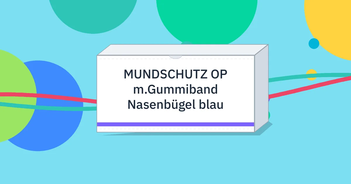 Symbolbild: Packung mit der Aufschrift MUNDSCHUTZ OP m.Gummiband Nasenbügel blau (PZN 00062739) – Verfügbarkeit und Bezug in Apotheken in Frankfurt am Main