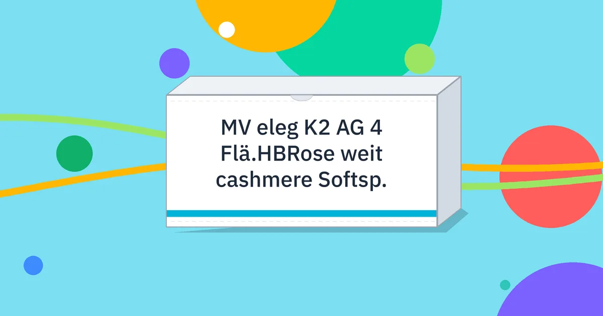 Symbolbild: Packung mit der Aufschrift MV eleg K2 AG 4 Flä.HBRose weit cashmere Softsp. (PZN 15719783) – Verfügbarkeit und Bezug in Apotheken in Frankfurt am Main