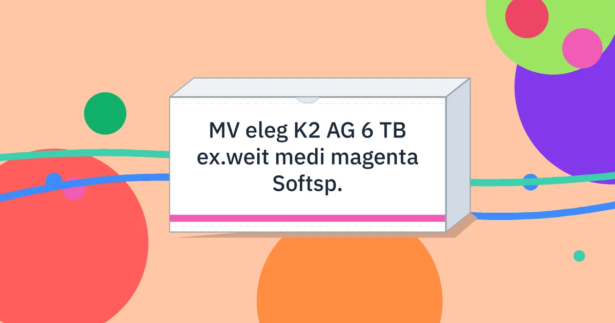 Symbolbild: Packung mit der Aufschrift MV eleg K2 AG 6 TB ex.weit medi magenta Softsp. (PZN 15283601) – Verfügbarkeit und Bezug in Apotheken in Frankfurt am Main