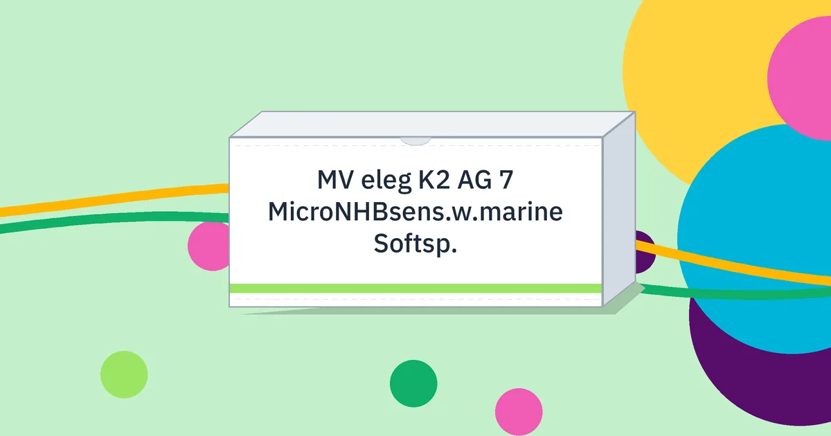 Symbolbild: Packung mit der Aufschrift MV eleg K2 AG 7 MicroNHBsens.w.marine Softsp. (PZN 15726033) – Verfügbarkeit und Bezug in Apotheken in Frankfurt am Main