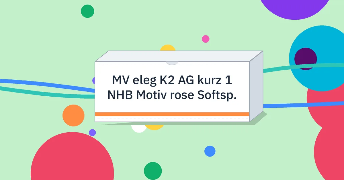 Symbolbild: Packung mit der Aufschrift MV eleg K2 AG kurz 1 NHB Motiv rose Softsp. (PZN 15707900) – Verfügbarkeit und Bezug in Apotheken in Frankfurt am Main