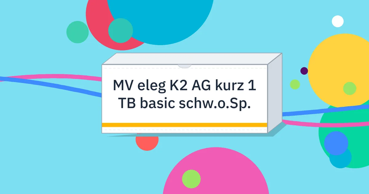 Symbolbild: Packung mit der Aufschrift MV eleg K2 AG kurz 1 TB basic schw.o.Sp. (PZN 00197830) – Verfügbarkeit und Bezug in Apotheken in Frankfurt am Main