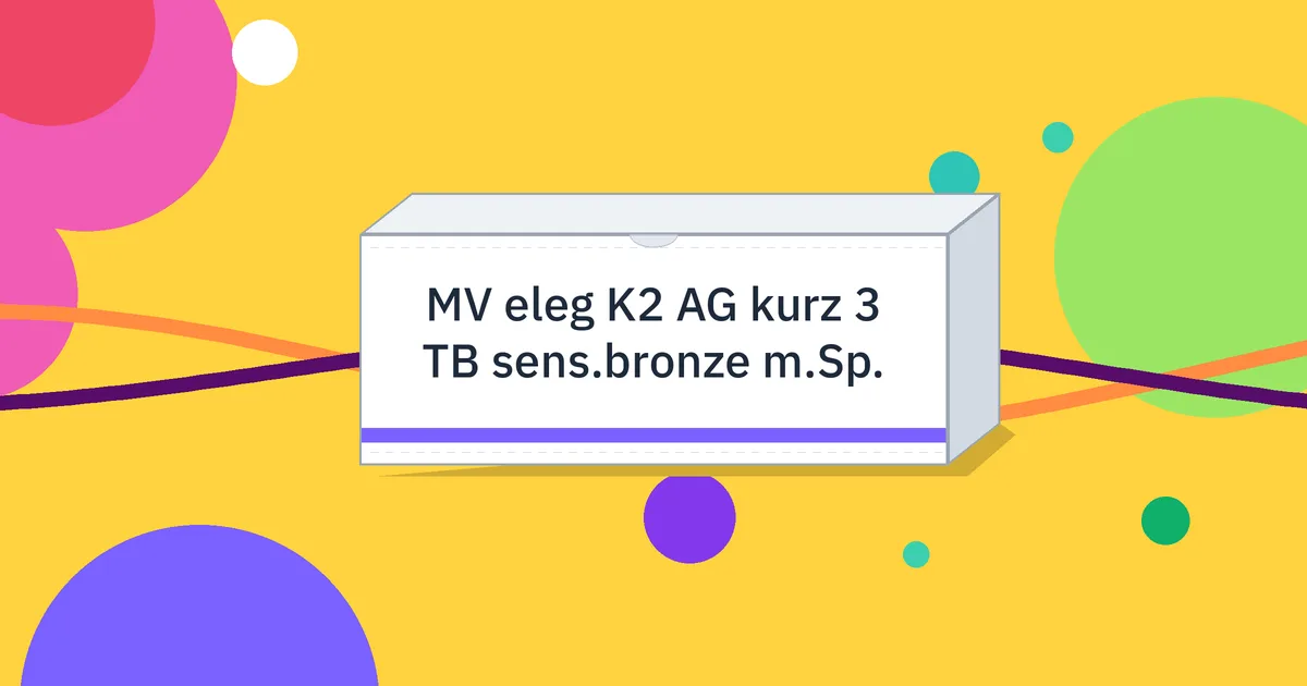 Symbolbild: Packung mit der Aufschrift MV eleg K2 AG kurz 3 TB sens.bronze m.Sp. (PZN 14716541) – Verfügbarkeit und Bezug in Apotheken in Frankfurt am Main