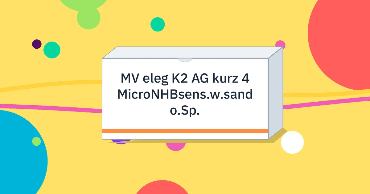 Symbolbild: Packung mit der Aufschrift MV eleg K2 AG kurz 4 MicroNHBsens.w.sand o.Sp. (PZN 18927507) – Verfügbarkeit und Bezug in Apotheken in Frankfurt am Main