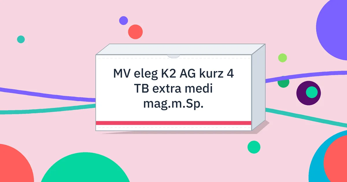 Symbolbild: Packung mit der Aufschrift MV eleg K2 AG kurz 4 TB extra medi mag.m.Sp. (PZN 14635860) – Verfügbarkeit und Bezug in Apotheken in Frankfurt am Main