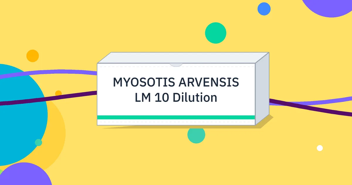 Symbolbild: Packung mit der Aufschrift MYOSOTIS ARVENSIS LM 10 Dilution (PZN 13612093) – Verfügbarkeit und Bezug in Apotheken in Frankfurt am Main