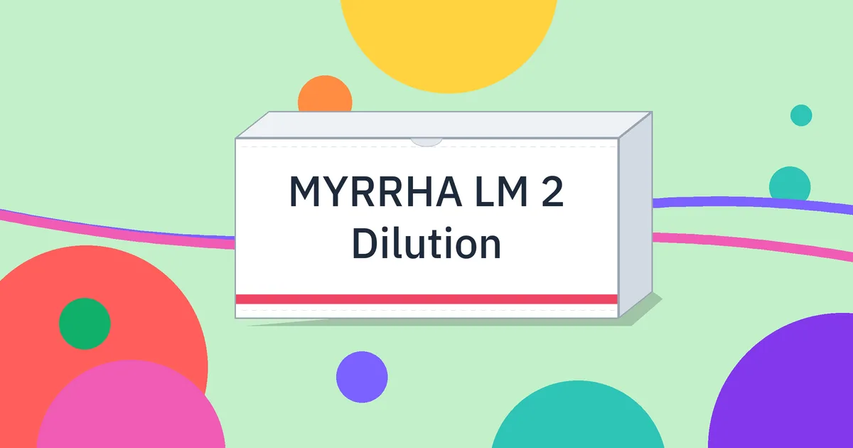 Symbolbild: Packung mit der Aufschrift MYRRHA LM 2 Dilution (PZN 12957447) – Verfügbarkeit und Bezug in Apotheken in Frankfurt am Main