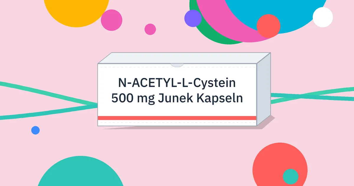 Symbolbild: Packung mit der Aufschrift N-ACETYL-L-Cystein 500 mg Junek Kapseln (PZN 04738553) – Verfügbarkeit und Bezug in Apotheken in Frankfurt am Main