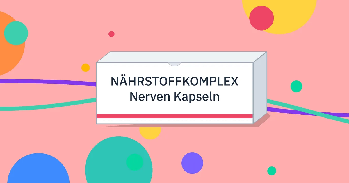 Symbolbild: Packung mit der Aufschrift NÄHRSTOFFKOMPLEX Nerven Kapseln (PZN 07749764) – Verfügbarkeit und Bezug in Apotheken in Frankfurt am Main