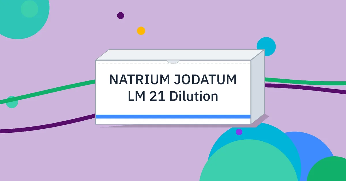 Symbolbild: Packung mit der Aufschrift NATRIUM JODATUM LM 21 Dilution (PZN 12964430) – Verfügbarkeit und Bezug in Apotheken in Frankfurt am Main
