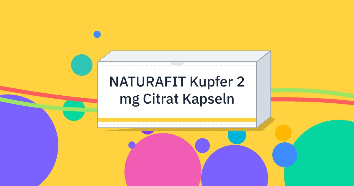 Symbolbild: Packung mit der Aufschrift NATURAFIT Kupfer 2 mg Citrat Kapseln (PZN 13704760) – Verfügbarkeit und Bezug in Apotheken in Frankfurt am Main