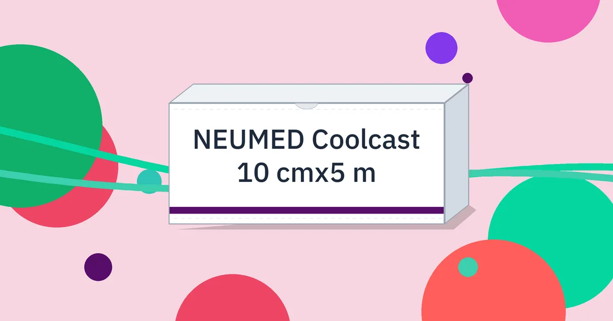 Symbolbild: Packung mit der Aufschrift NEUMED Coolcast 10 cmx5 m (PZN 10143574) – Verfügbarkeit und Bezug in Apotheken in Frankfurt am Main