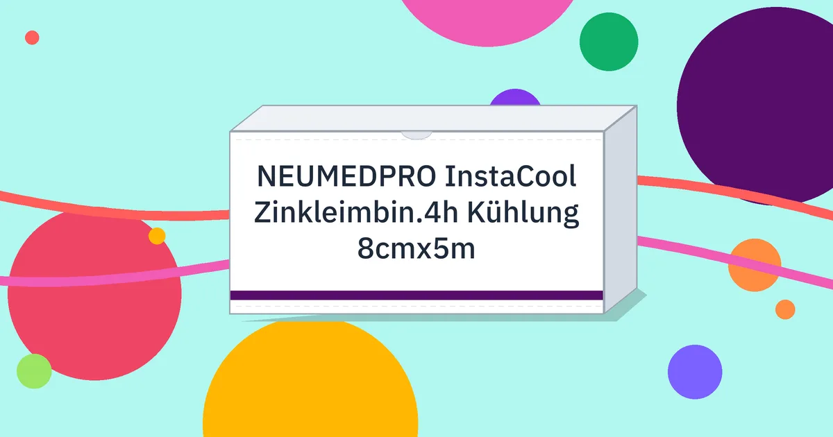 Symbolbild: Packung mit der Aufschrift NEUMEDPRO InstaCool Zinkleimbin.4h Kühlung 8cmx5m (PZN 19554244) – Verfügbarkeit und Bezug in Apotheken in Frankfurt am Main