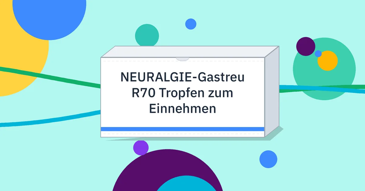 Symbolbild: Packung mit der Aufschrift NEURALGIE-Gastreu R70 Tropfen zum Einnehmen (PZN 01374240) – Verfügbarkeit und Bezug in Apotheken in Frankfurt am Main