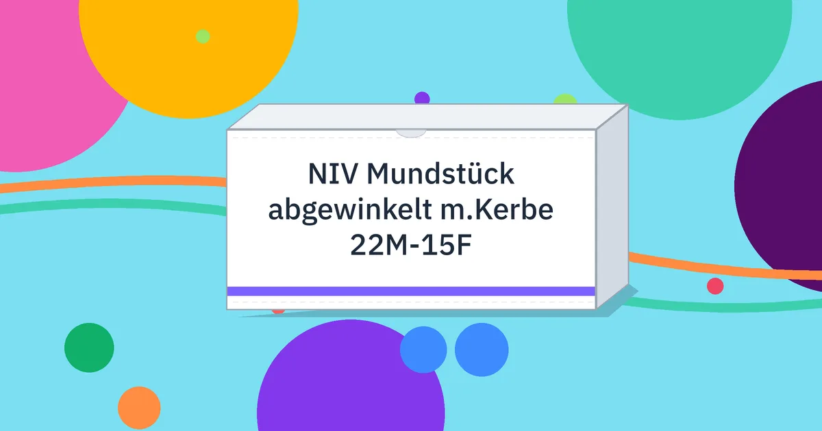 Symbolbild: Packung mit der Aufschrift NIV Mundstück abgewinkelt m.Kerbe 22M-15F (PZN 17431939) – Verfügbarkeit und Bezug in Apotheken in Frankfurt am Main