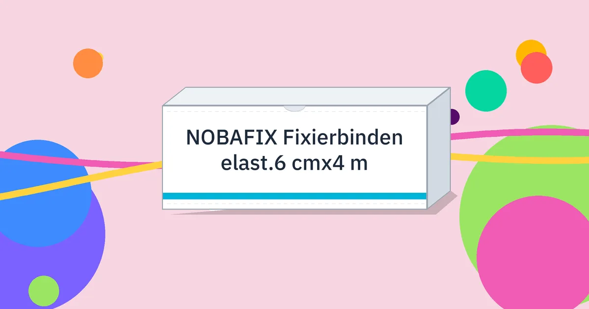Symbolbild: Packung mit der Aufschrift NOBAFIX Fixierbinden elast.6 cmx4 m (PZN 16028147) – Verfügbarkeit und Bezug in Apotheken in Frankfurt am Main