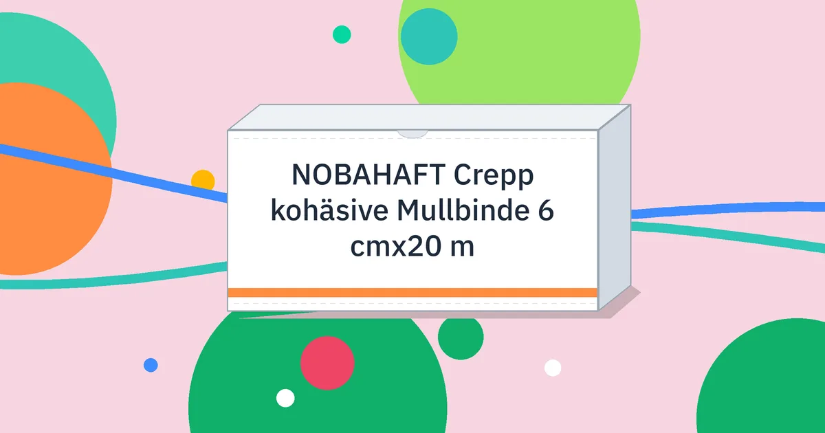 Symbolbild: Packung mit der Aufschrift NOBAHAFT Crepp kohäsive Mullbinde 6 cmx20 m (PZN 16028377) – Verfügbarkeit und Bezug in Apotheken in Frankfurt am Main