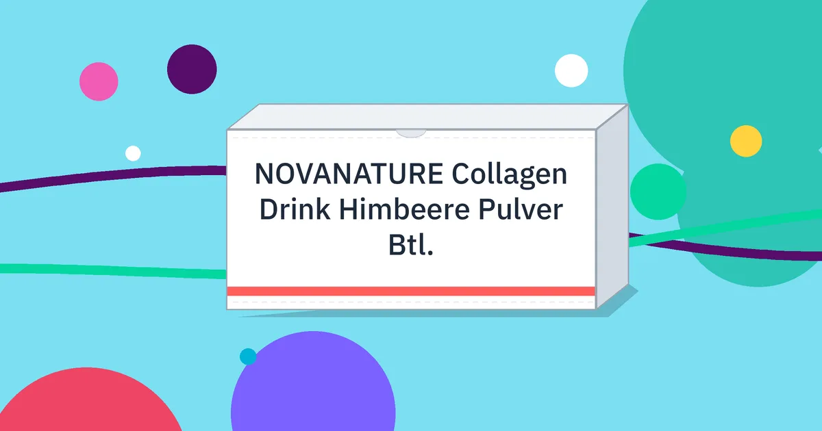 Symbolbild: Packung mit der Aufschrift NOVANATURE Collagen Drink Himbeere Pulver Btl. (PZN 19096787) – Verfügbarkeit und Bezug in Apotheken in Frankfurt am Main
