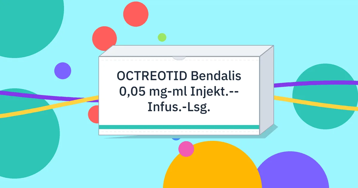 Symbolbild: Packung mit der Aufschrift OCTREOTID Bendalis 0,05 mg-ml Injekt.--Infus.-Lsg. (PZN 15889717) – Verfügbarkeit und Bezug in Apotheken in Frankfurt am Main