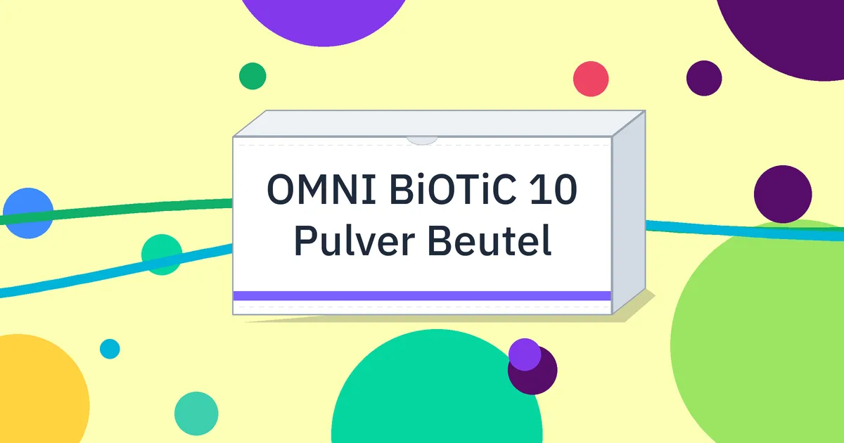 Symbolbild: Packung mit der Aufschrift OMNI BiOTiC 10 Pulver Beutel (PZN 13584830) – Verfügbarkeit und Bezug in Apotheken in Frankfurt am Main