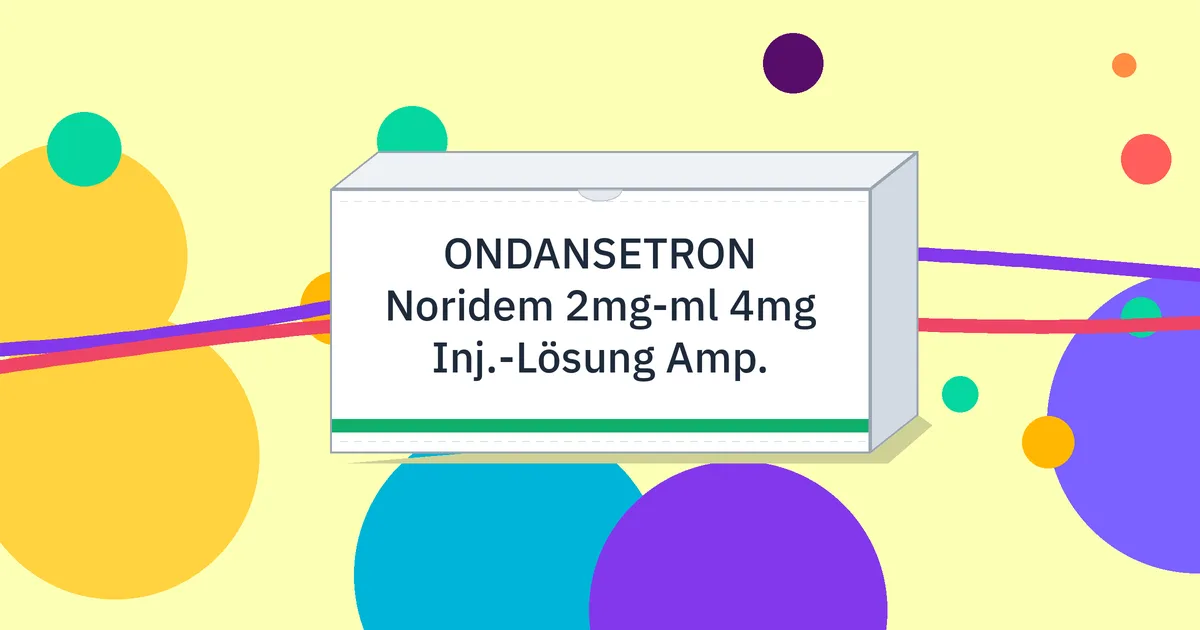 Symbolbild: Packung mit der Aufschrift ONDANSETRON Noridem 2mg-ml 4mg Inj.-Lösung Amp. (PZN 10274721) – Verfügbarkeit und Bezug in Apotheken in Frankfurt am Main