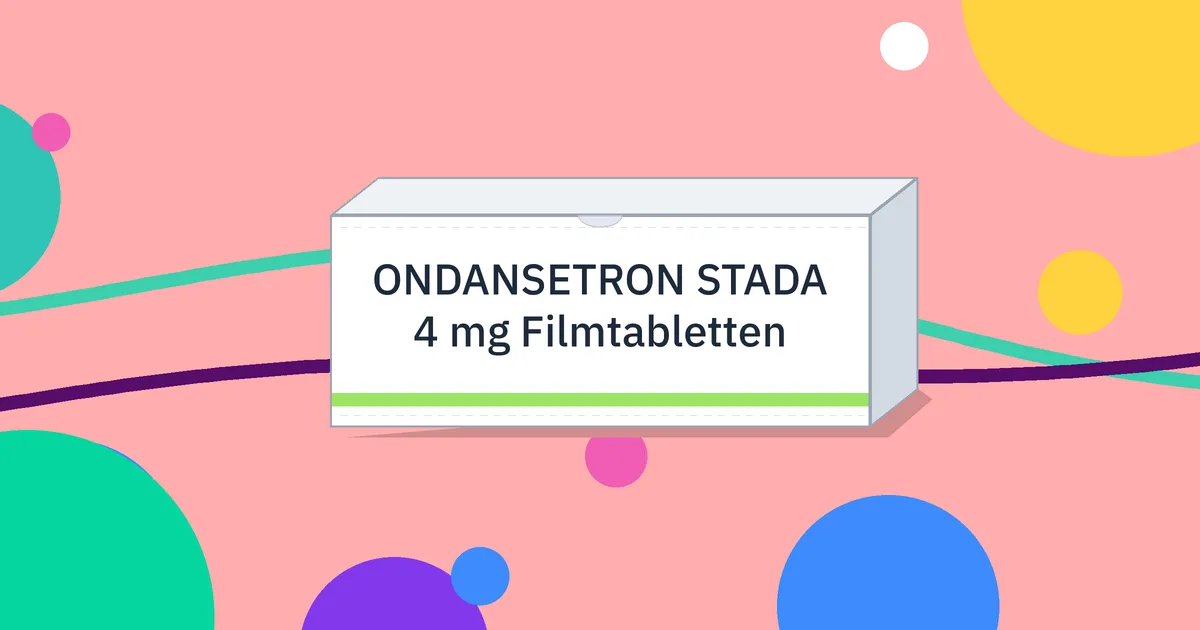 Symbolbild: Packung mit der Aufschrift ONDANSETRON STADA 4 mg Filmtabletten (PZN 17827548) – Verfügbarkeit und Bezug in Apotheken in Frankfurt am Main