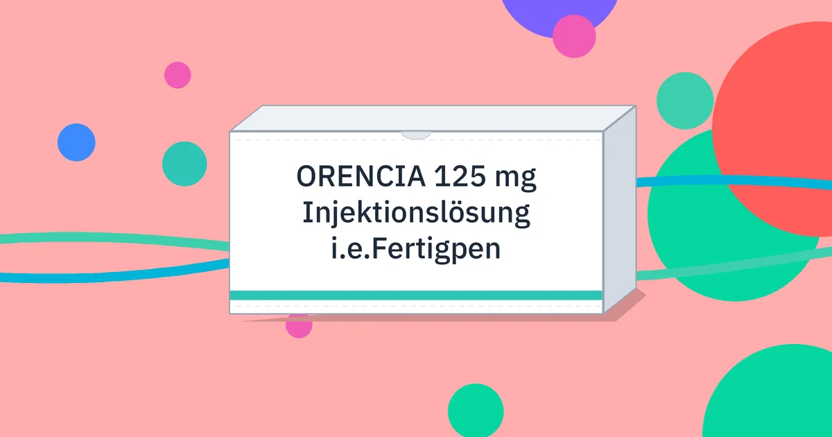 Symbolbild: Packung mit der Aufschrift ORENCIA 125 mg Injektionslösung i.e.Fertigpen (PZN 13585315) – Verfügbarkeit und Bezug in Apotheken in Frankfurt am Main