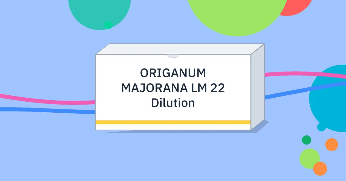 Symbolbild: Packung mit der Aufschrift ORIGANUM MAJORANA LM 22 Dilution (PZN 12972694) – Verfügbarkeit und Bezug in Apotheken in Frankfurt am Main