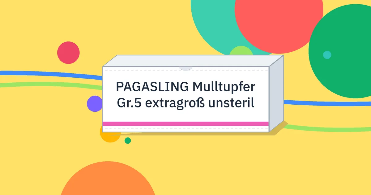 Symbolbild: Packung mit der Aufschrift PAGASLING Mulltupfer Gr.5 extragroß unsteril (PZN 16327619) – Verfügbarkeit und Bezug in Apotheken in Frankfurt am Main