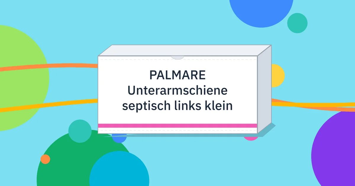 Symbolbild: Packung mit der Aufschrift PALMARE Unterarmschiene septisch links klein (PZN 02639953) – Verfügbarkeit und Bezug in Apotheken in Frankfurt am Main