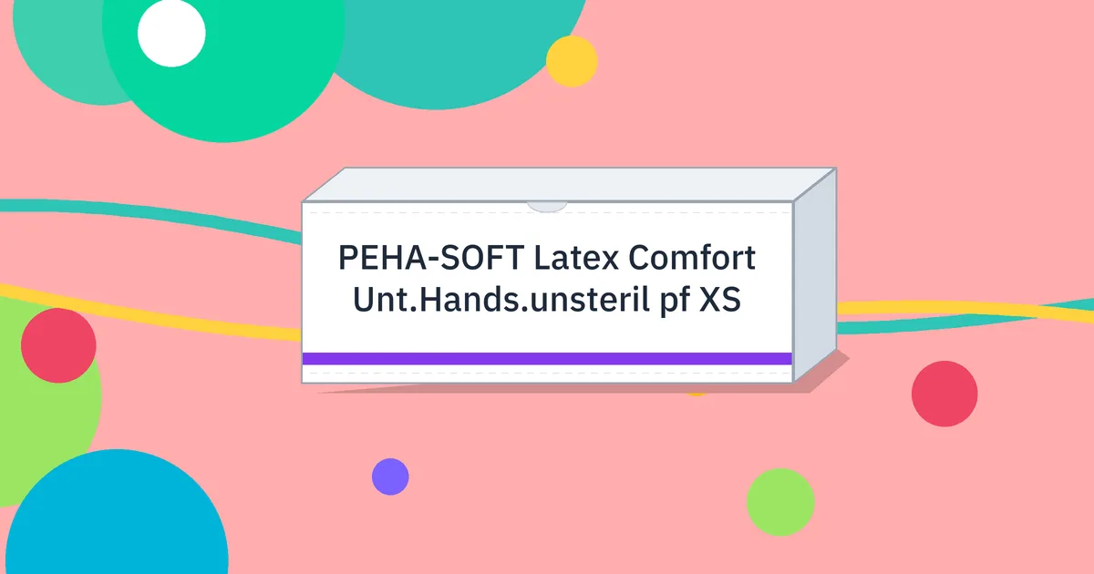 Symbolbild: Packung mit der Aufschrift PEHA-SOFT Latex Comfort Unt.Hands.unsteril pf XS (PZN 19296664) – Verfügbarkeit und Bezug in Apotheken in Frankfurt am Main