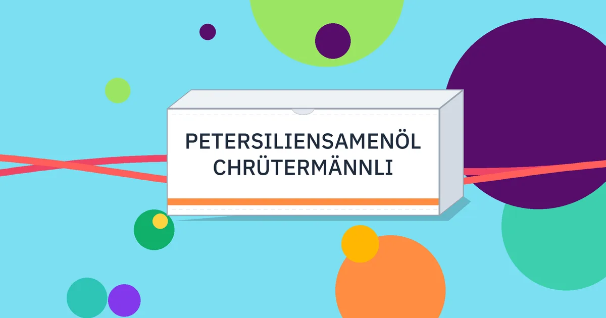 Symbolbild: Packung mit der Aufschrift PETERSILIENSAMENÖL CHRÜTERMÄNNLI (PZN 01445106) – Verfügbarkeit und Bezug in Apotheken in Frankfurt am Main
