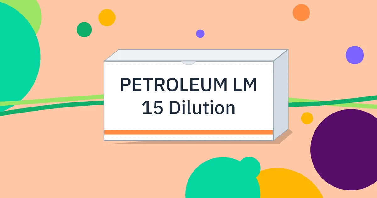 Symbolbild: Packung mit der Aufschrift PETROLEUM LM 15 Dilution (PZN 12977711) – Verfügbarkeit und Bezug in Apotheken in Frankfurt am Main