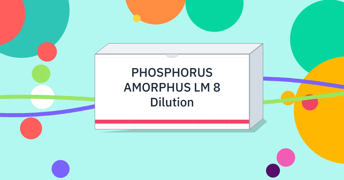 Symbolbild: Packung mit der Aufschrift PHOSPHORUS AMORPHUS LM 8 Dilution (PZN 13034360) – Verfügbarkeit und Bezug in Apotheken in Frankfurt am Main