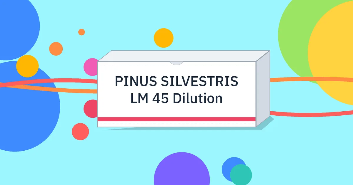 Symbolbild: Packung mit der Aufschrift PINUS SILVESTRIS LM 45 Dilution (PZN 13643194) – Verfügbarkeit und Bezug in Apotheken in Frankfurt am Main