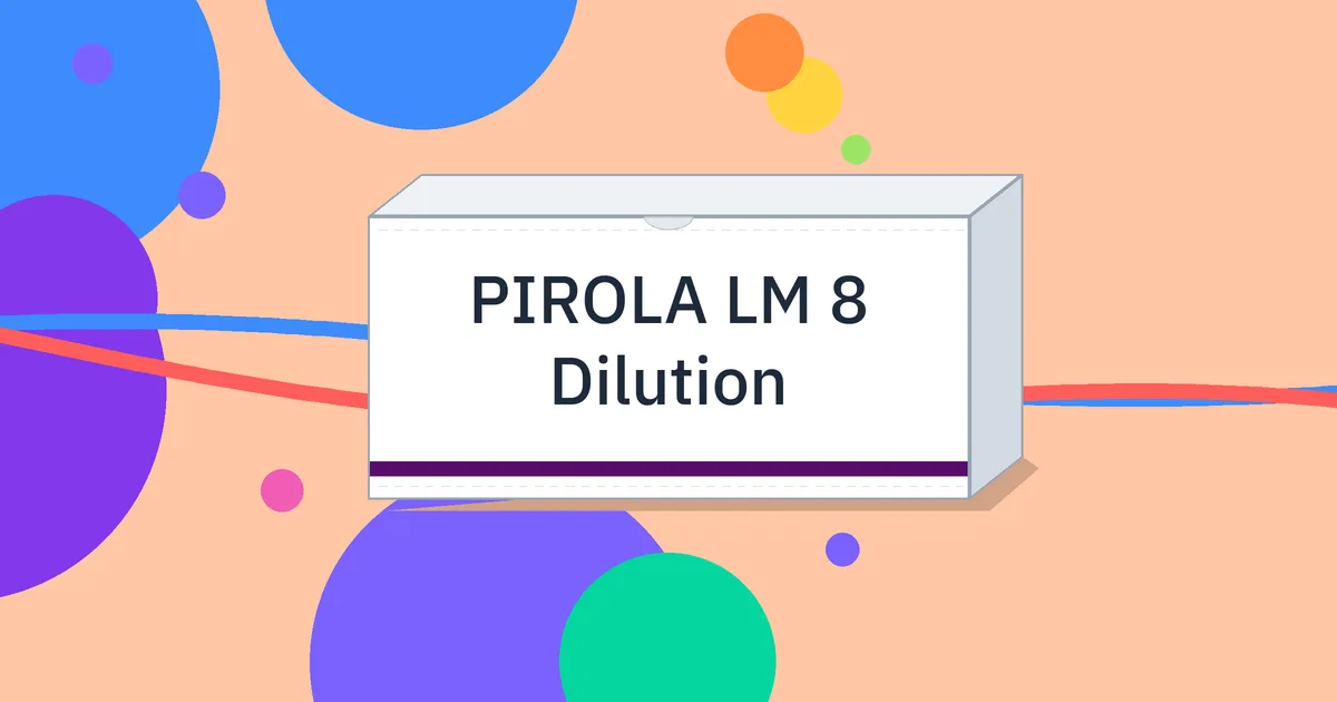 Symbolbild: Packung mit der Aufschrift PIROLA LM 8 Dilution (PZN 13645230) – Verfügbarkeit und Bezug in Apotheken in Frankfurt am Main